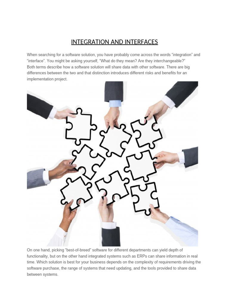 Lesson7a - Integration and Interfaces | PDF