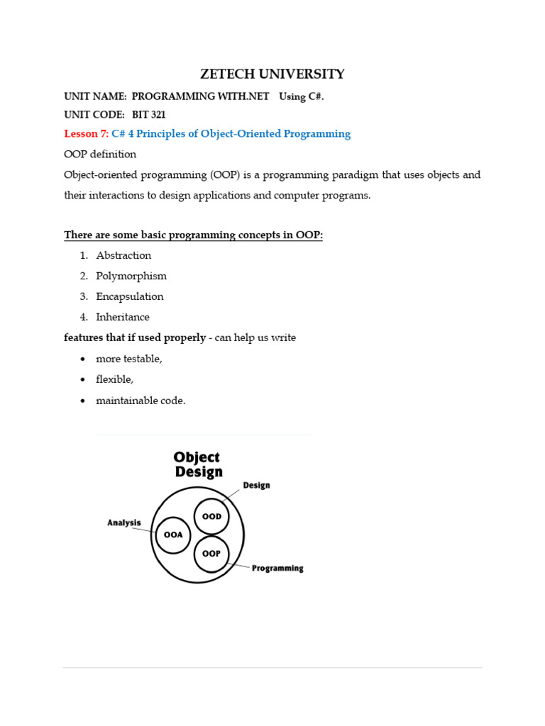Lesson 7 4 Principles of Object-Oriented Programming | PDF