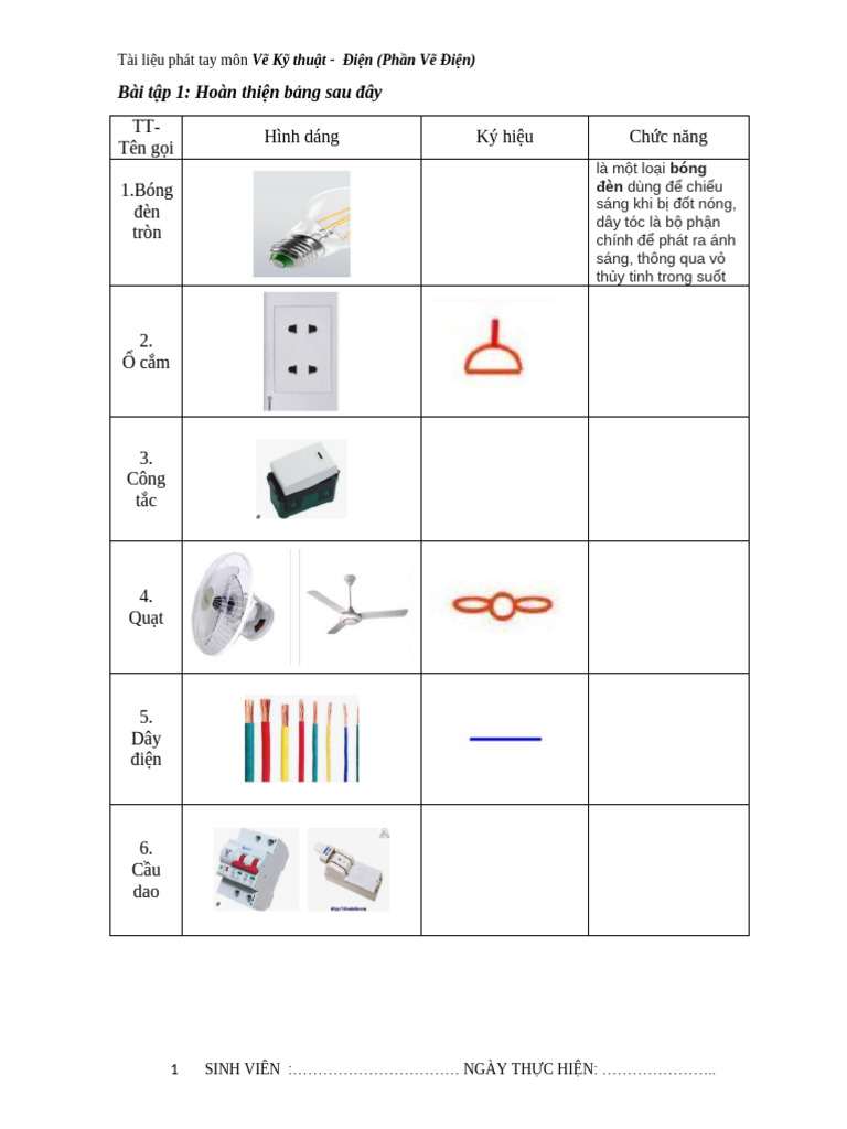 01 Ban Ve Mon VKTD Phan Ve Dien 2024-2025 | PDF