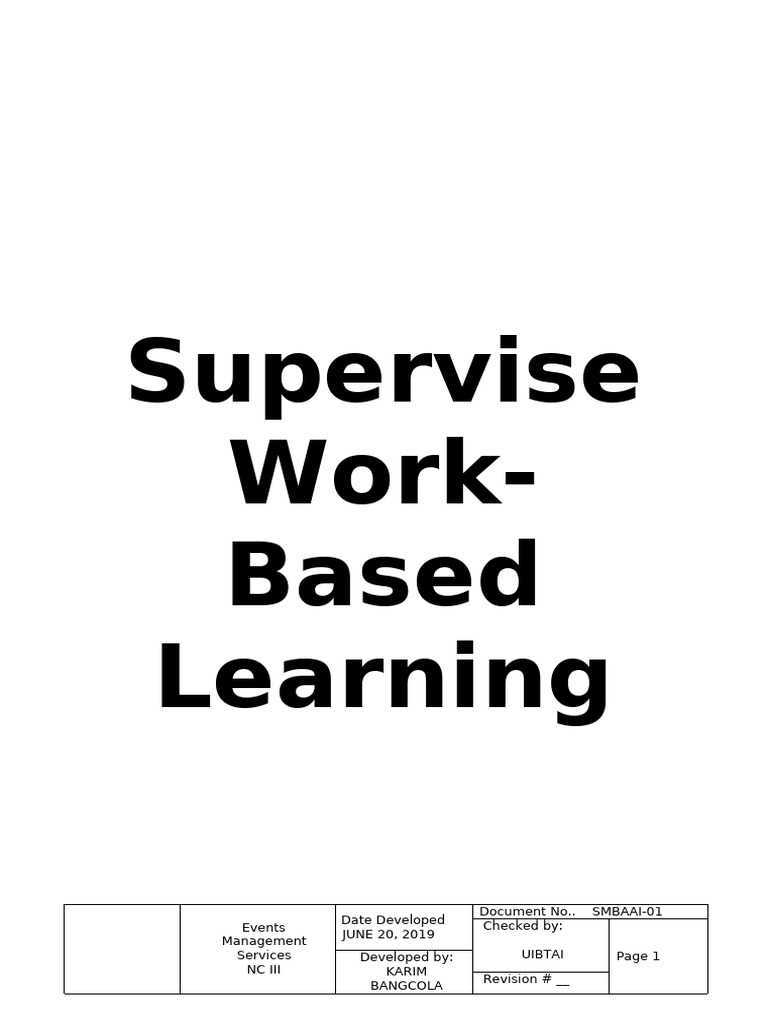 Supervised Work-Based Learning-Raymond Lacdao | PDF