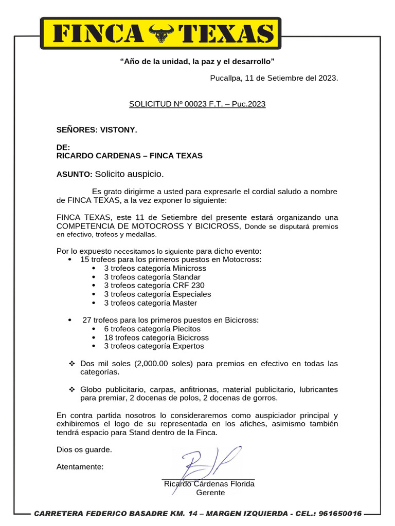 Solicitud de Auspicio #23 - VISTONY - 11092023 | PDF