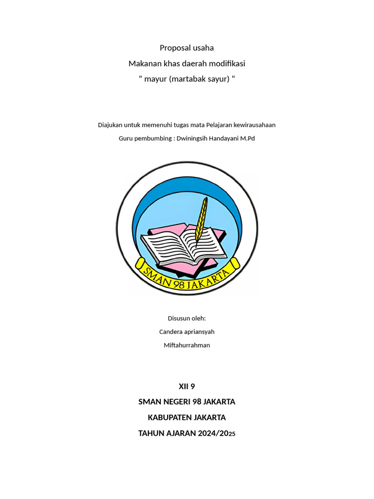 Proposal Usaha Martabak Sayur | PDF