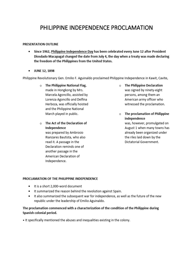 Philippine Independence Proclamation-History | PDF