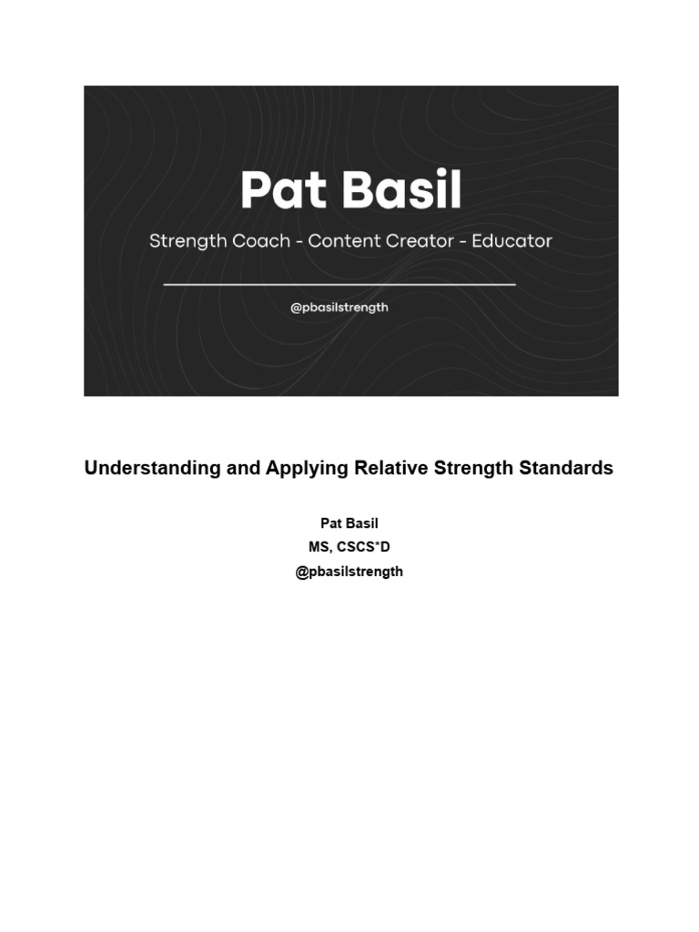 Relative Strength Standards Explained | PDF | Weight | Career & Growth