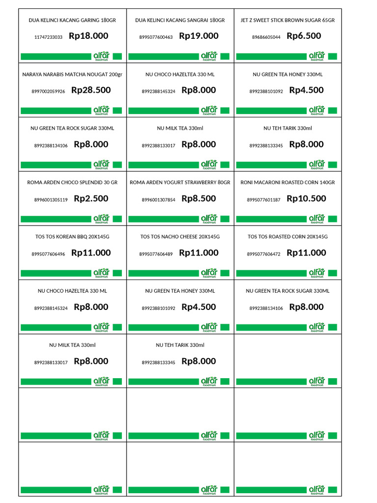 Price Tag Print Modul Manual | PDF