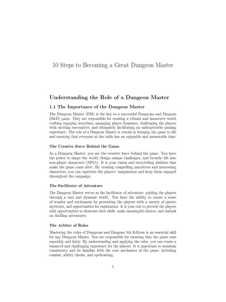 10 Steps To Becoming A Great Dungeon Master | PDF