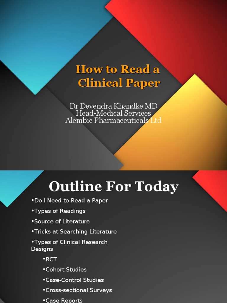 How To Read A Clinical Paper | PDF | Cohort Study | Randomized ...