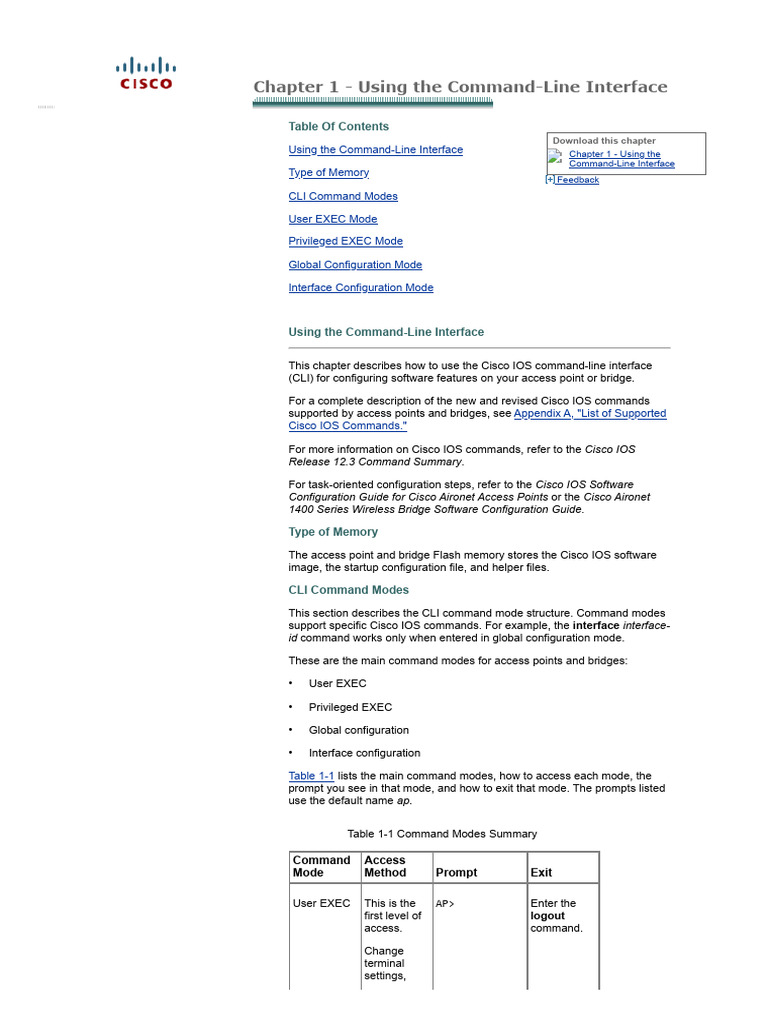 Chapter 1 - Using The Command-Line Interface (Cisco Aironet 1200 Series) - Cisco Systems | PDF