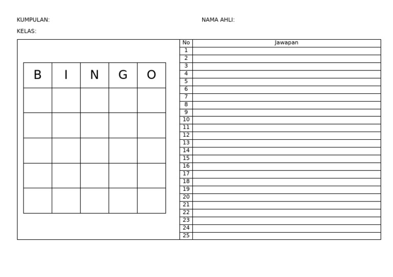 Bingo Answer | PDF