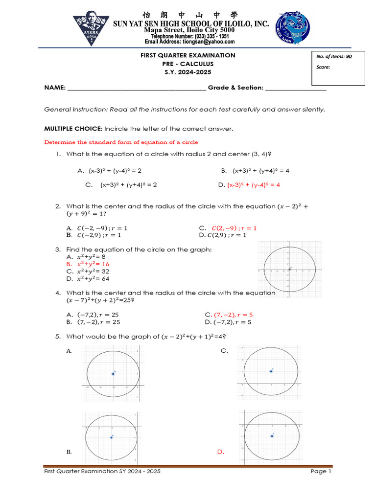Precal With Ans | PDF