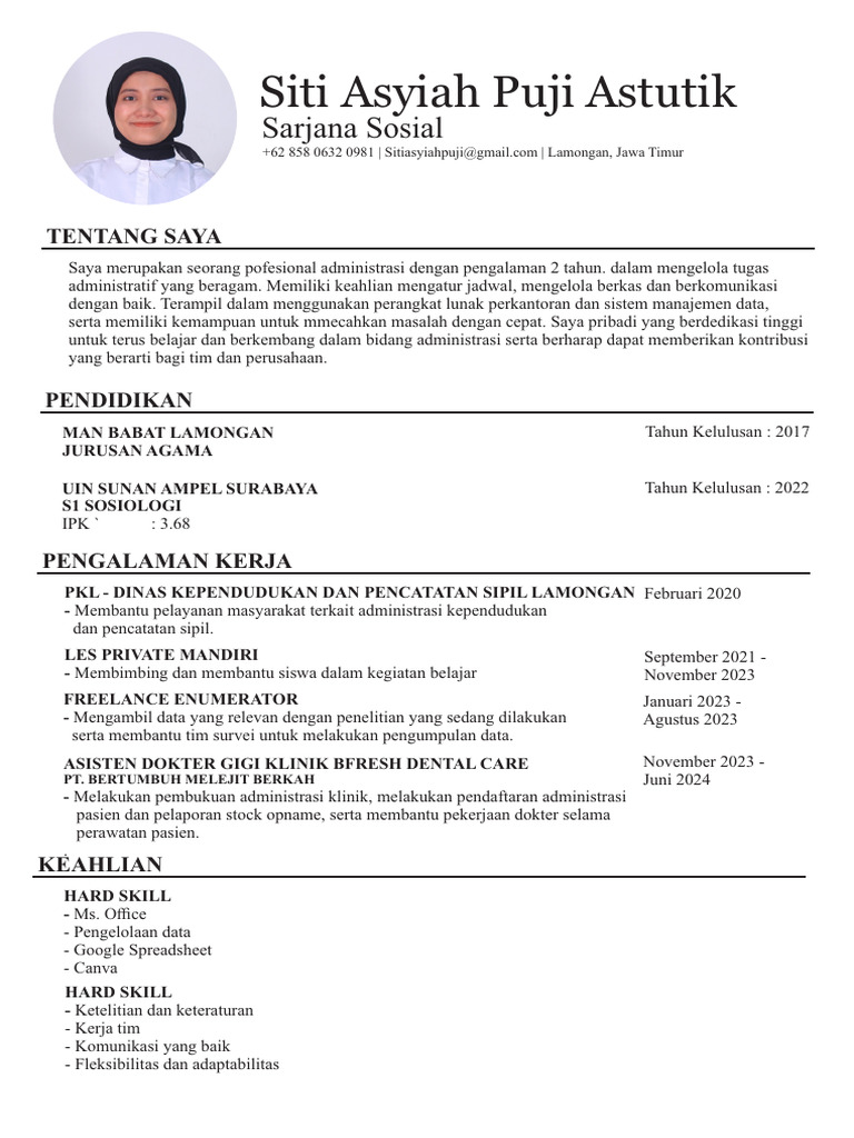 CV Siti Aisyah Puji | PDF