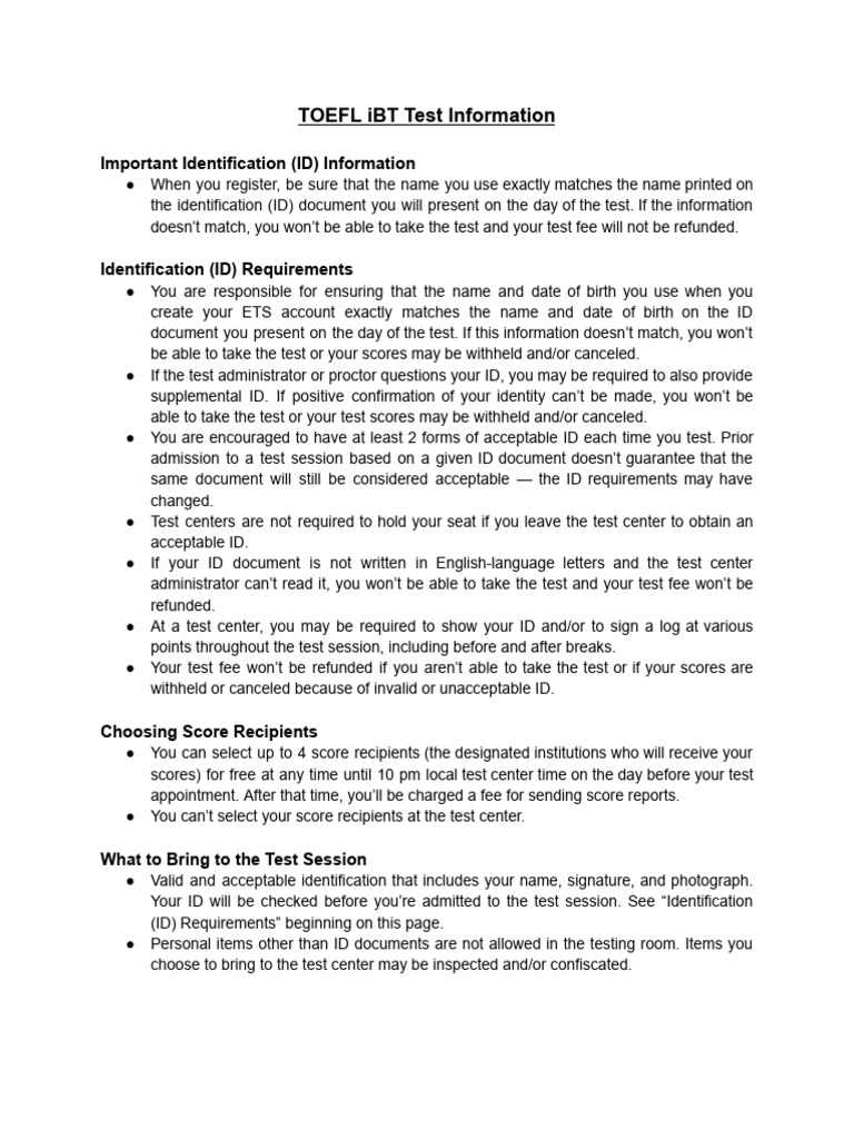 TOEFL Test Information | PDF
