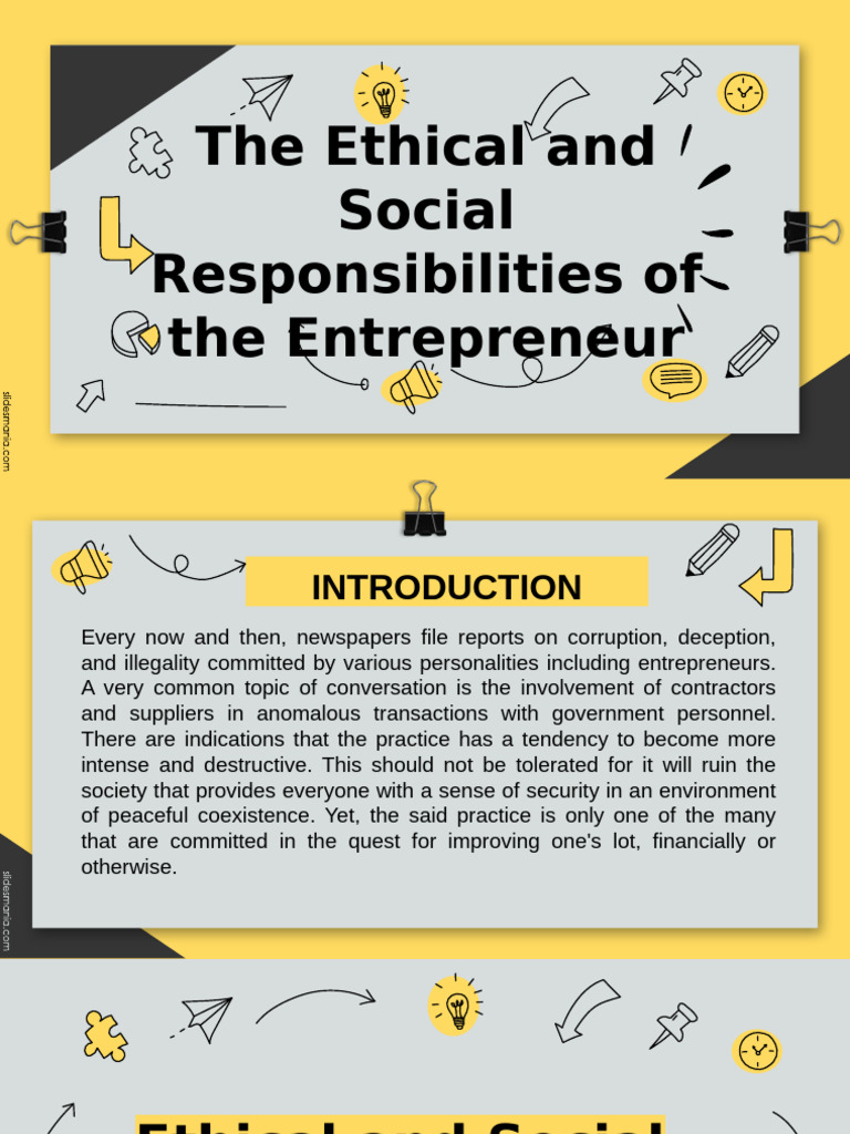 THE ETHICAL AND SOCIAL RESPONSIBILITIES OF THE ENTREPRENEUR Chapter 3 | PDF