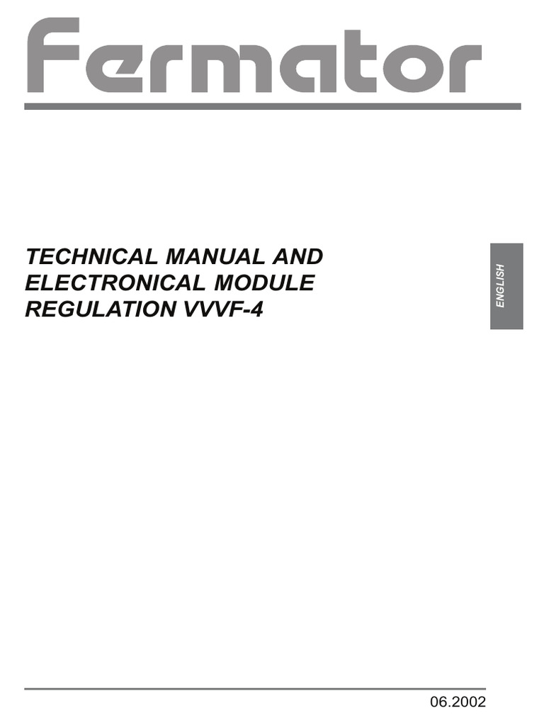 Fermator VVVF4 Door Operator | PDF