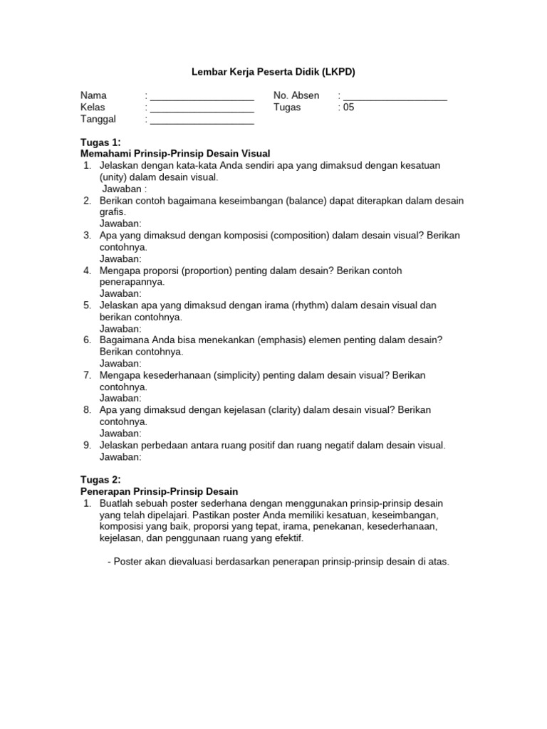 LKPD Prinsip Desain | PDF
