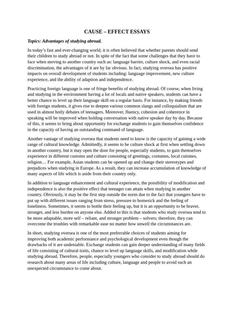 Cause-Effect Essays | PDF