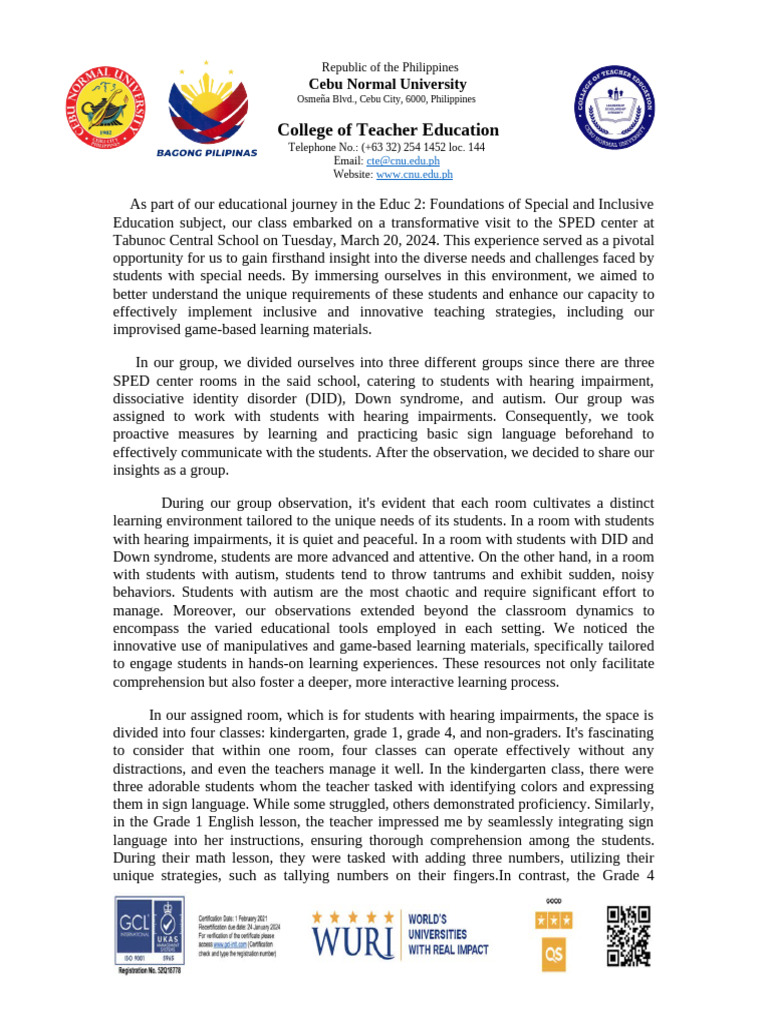 Narrative Report Educ 2 | PDF