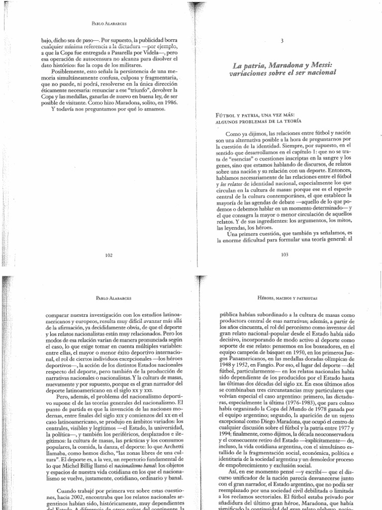 Alabarces Pablo Heroes Machos y Patriotas Capítulo 3 | PDF
