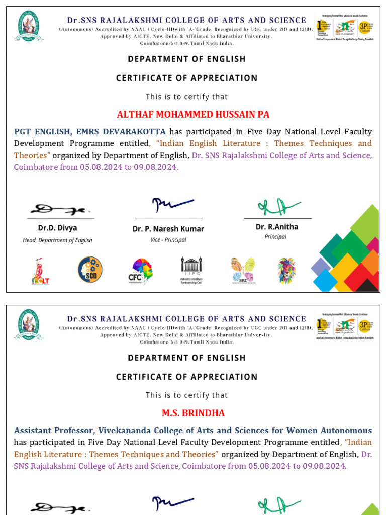 FDP Certificates | PDF