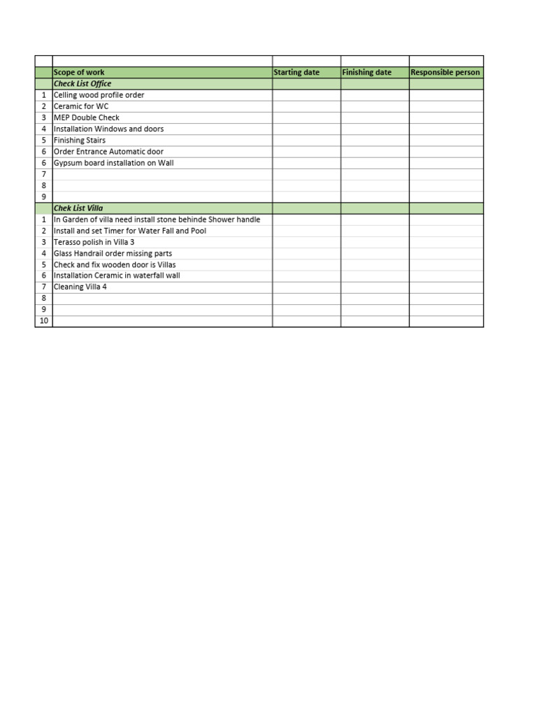 Defect List Villa | PDF