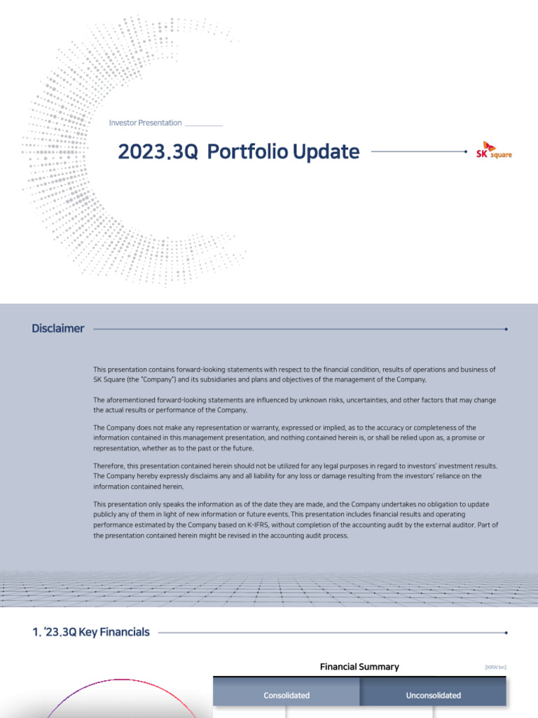 SK Square Q3 ’23 Portfolio Update(Eng) | PDF