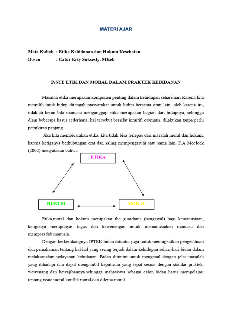Isu Etik Dan Moral Dalam Praktek Kebidanan | PDF