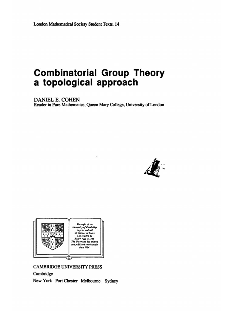 Combinatorial Group Theory A Topological Approach Compress | PDF
