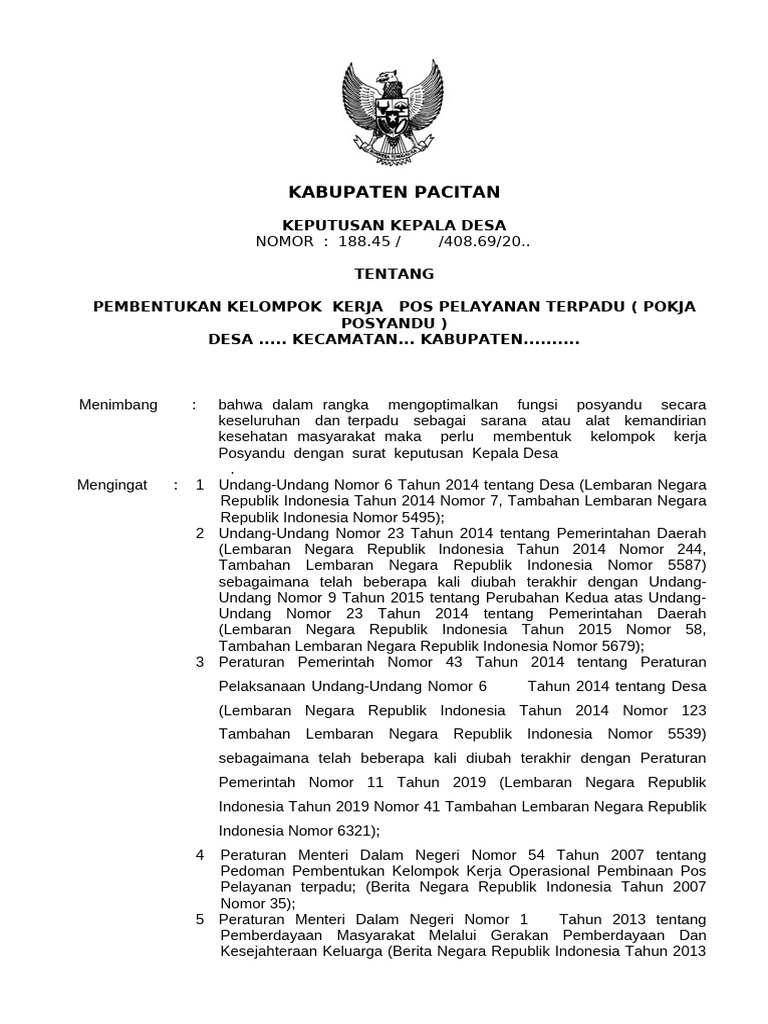 Contok SK Pokja Posyandu 2024 | PDF