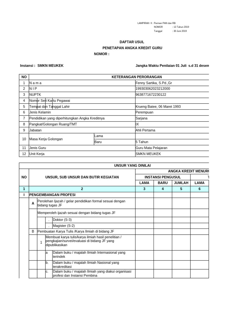 Format Dupak Terbaru 2022 | PDF