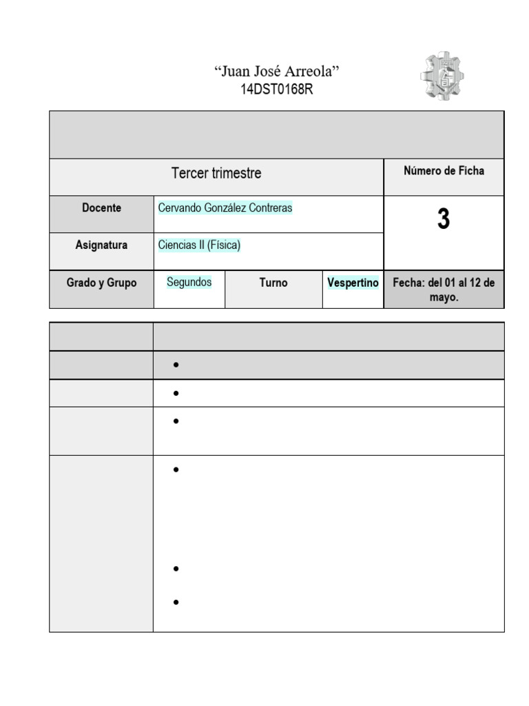 Ficha 3 Fisica 3T-1 | PDF