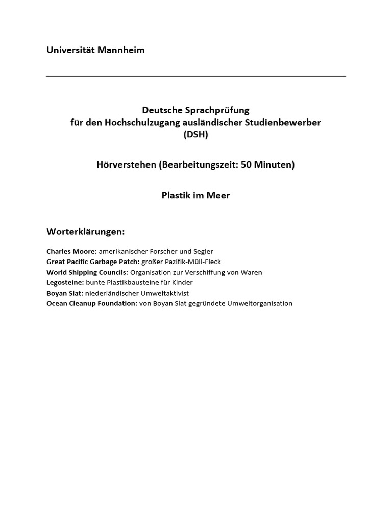 DSH HV Plastik Im Meer | PDF