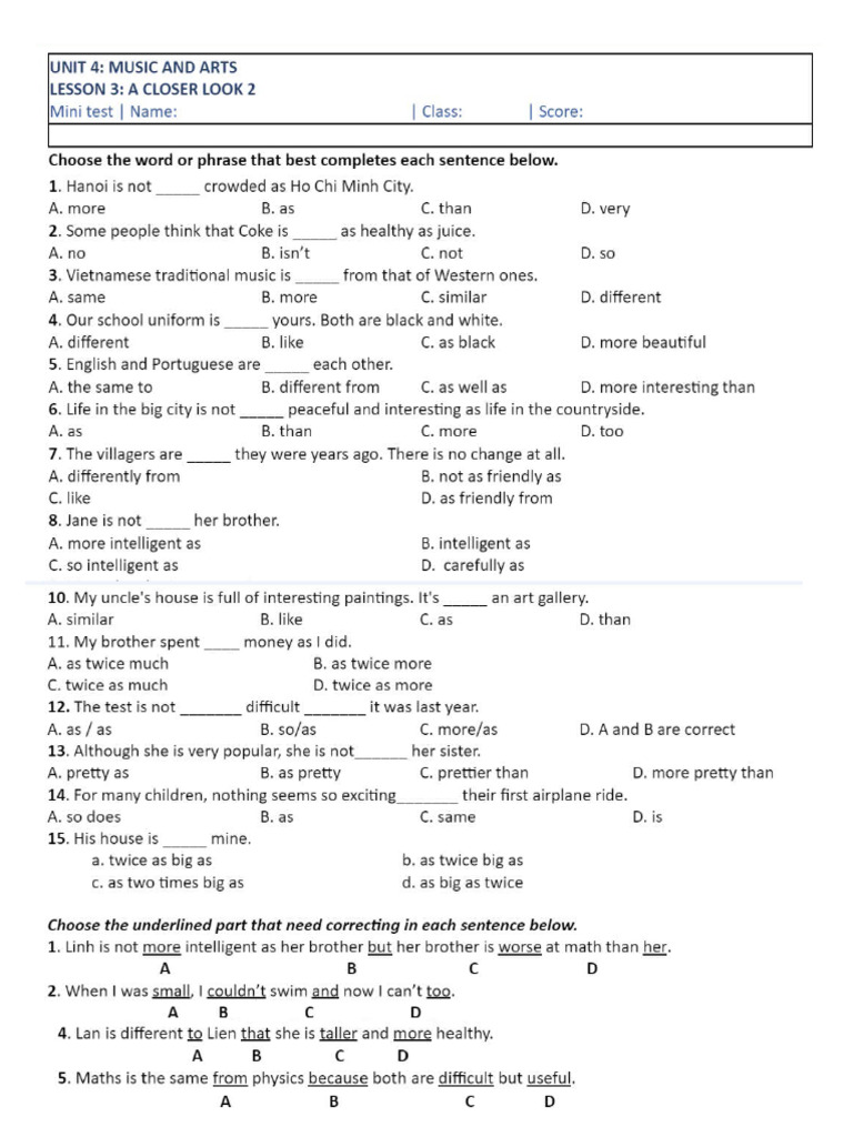 Global Success 7 Unit 4 A Closer Look 2 | PDF