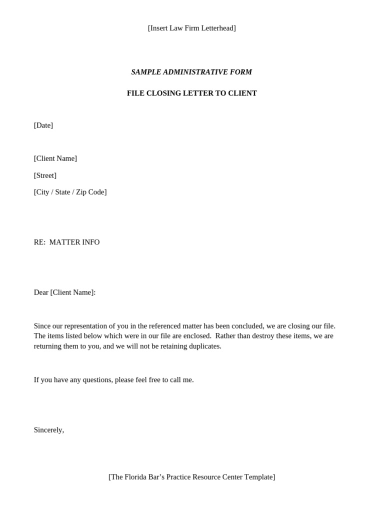 File Closing Letter To Client | PDF