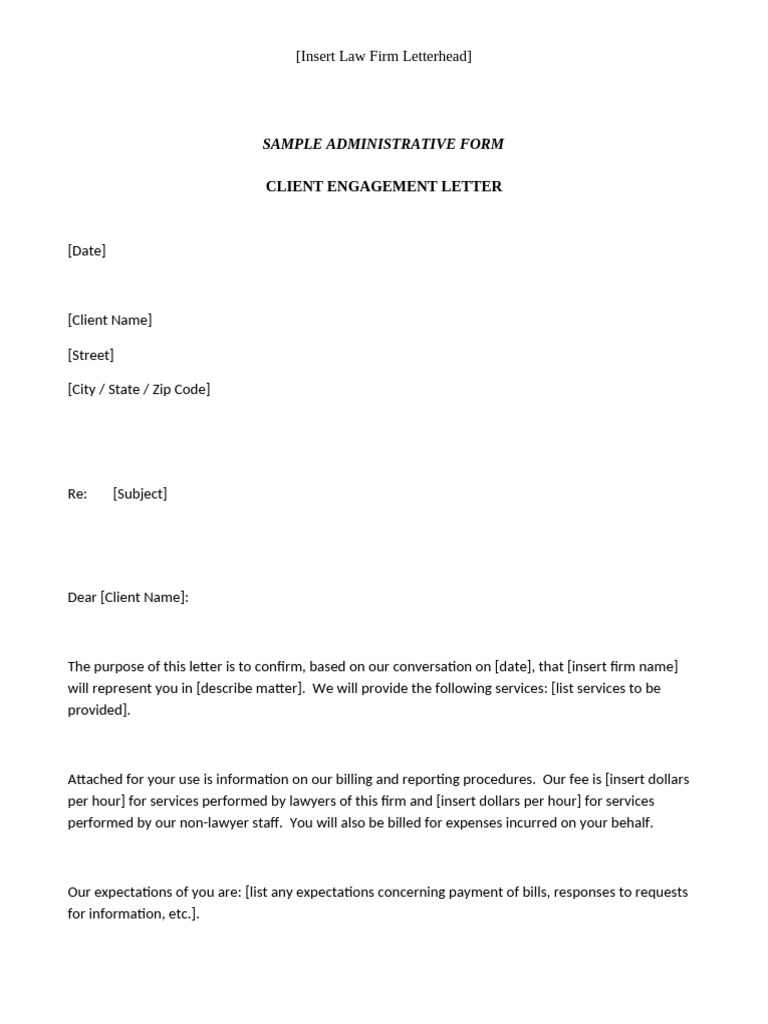 Client Engagement Letter | PDF | Lawyer | Finance & Money Management