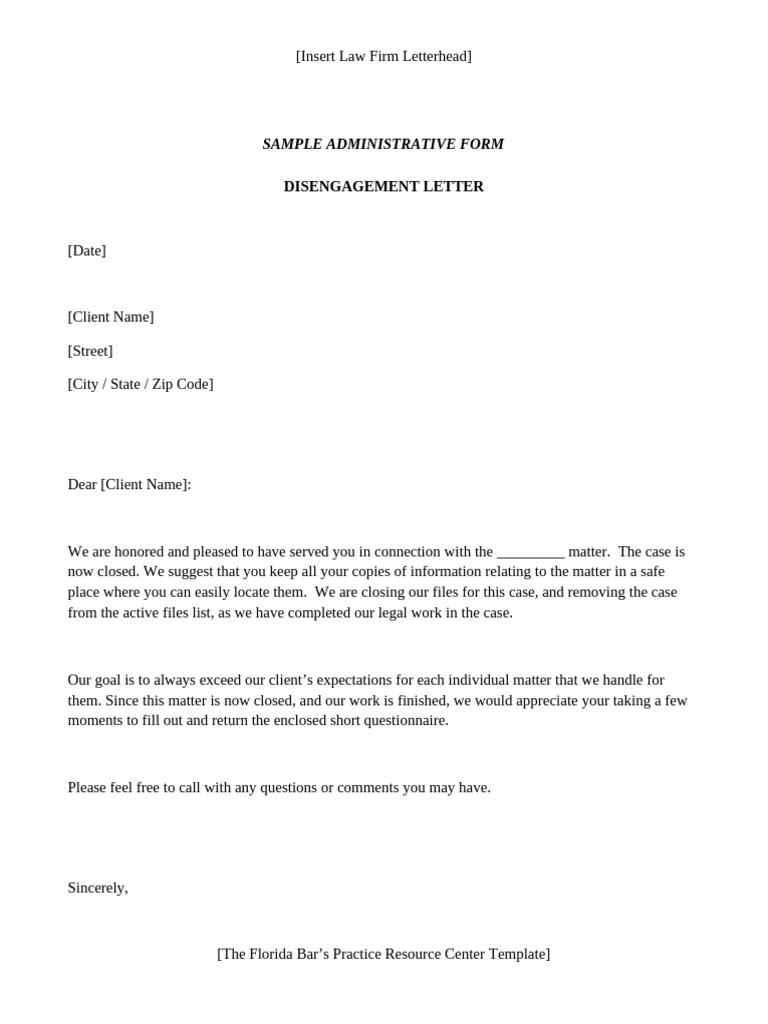 Disengagement Letter | PDF