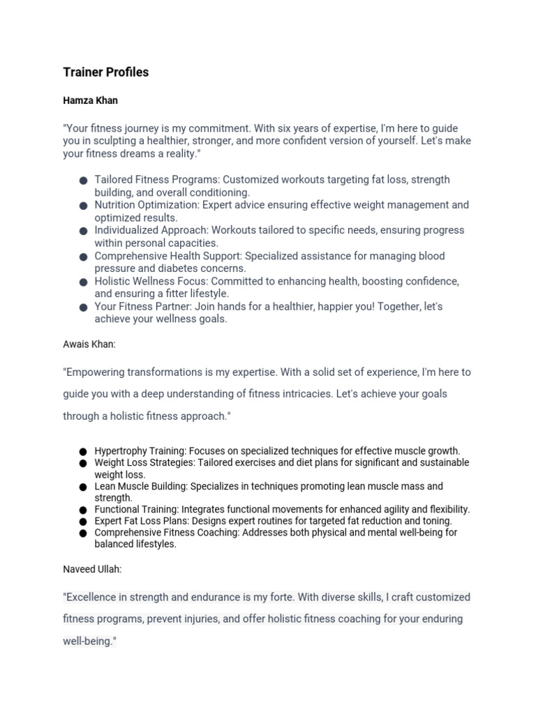 Trainer Profiles | PDF