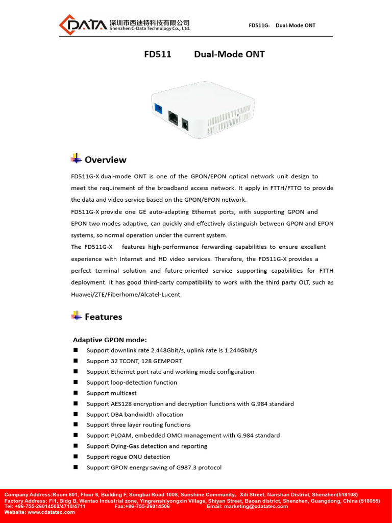 Onu C-Data | PDF