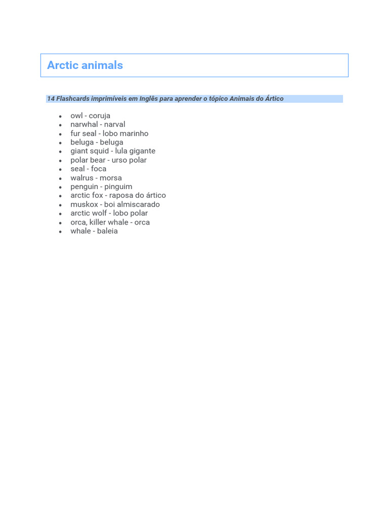 Arctic Animals | PDF