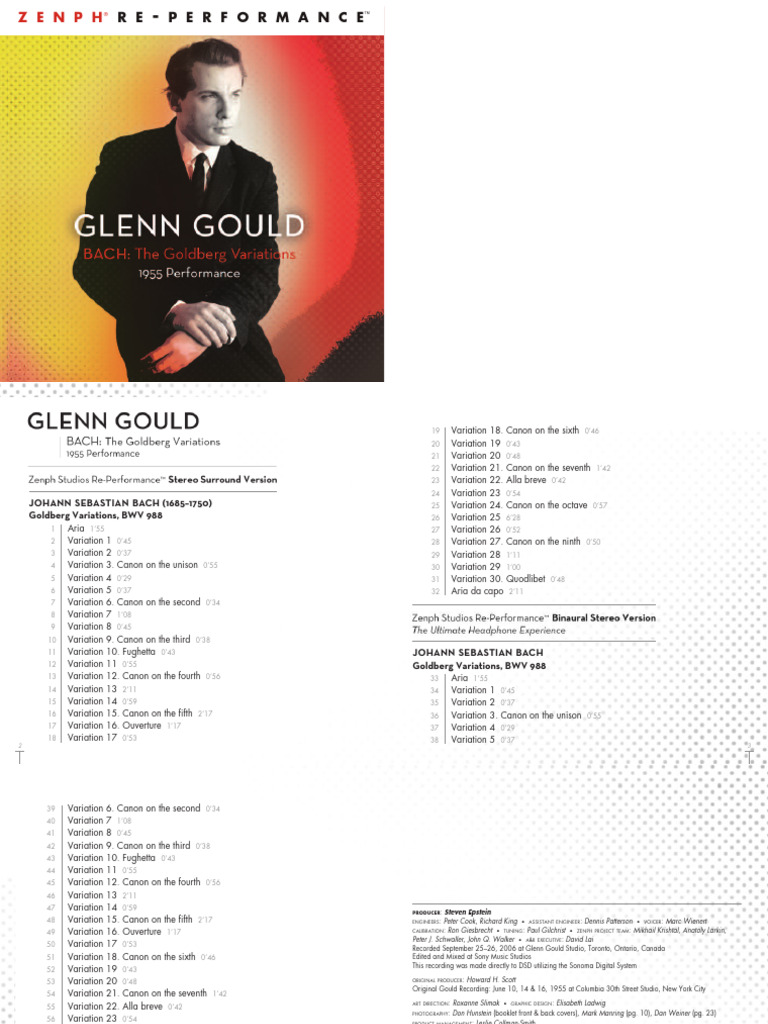Bach The Goldberg Variations, Zenph Re-Performance | PDF