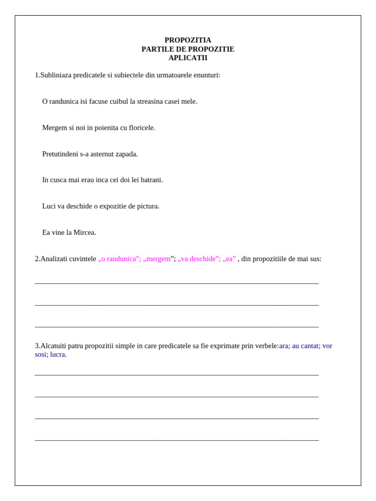 Aplicatii Partile de Propozitie | PDF