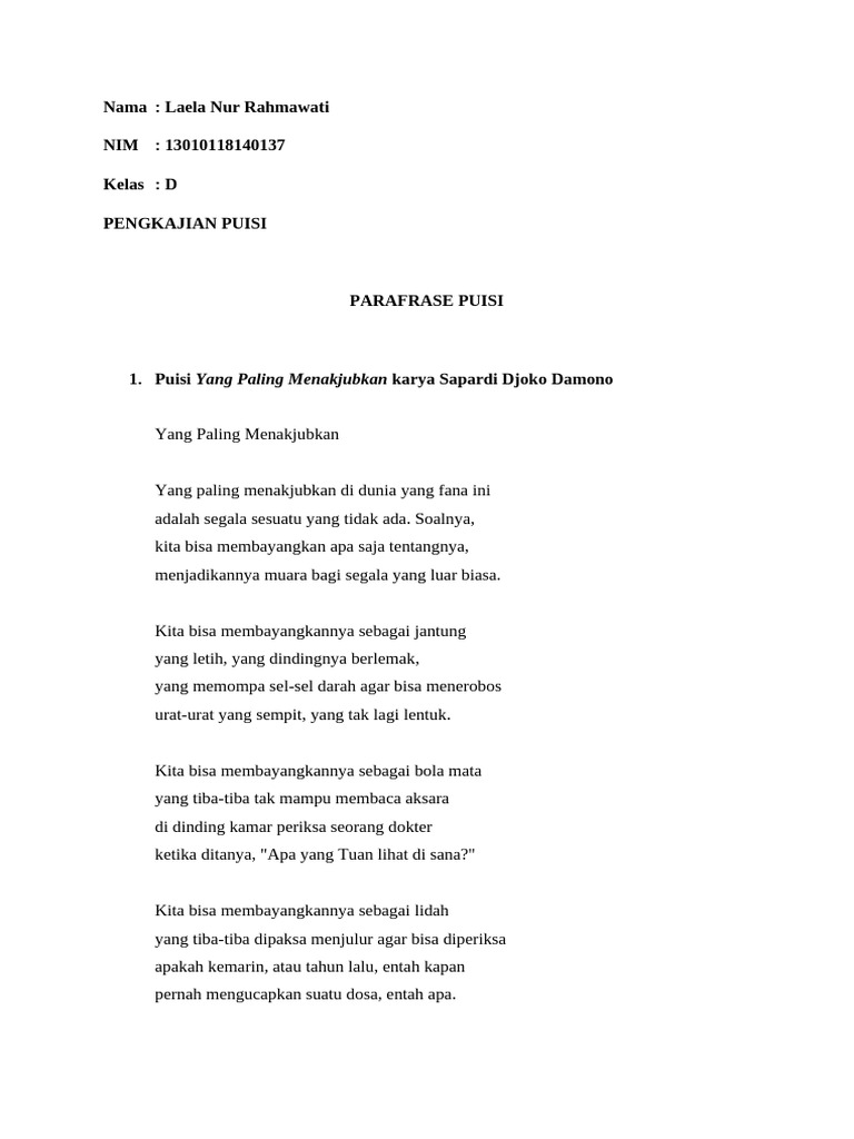 PARAFRASE PUISI | PDF