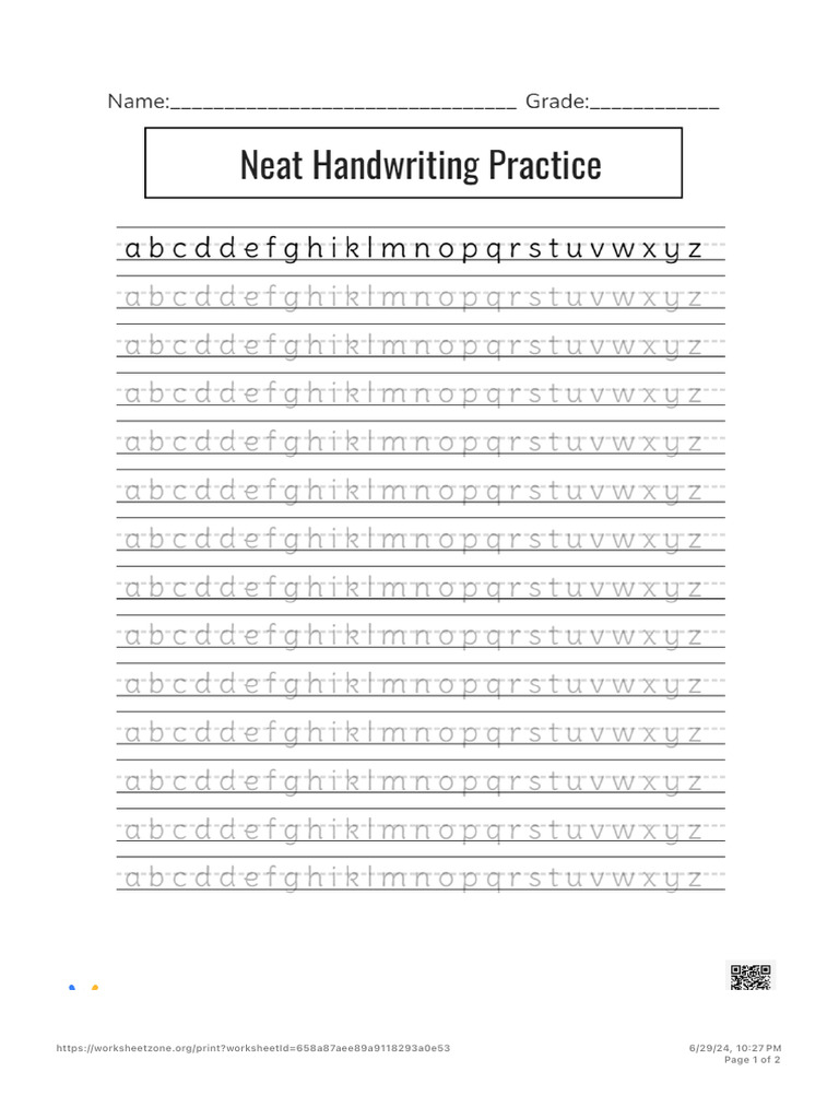 Neat Handwriting Practice Worksheet | PDF | Computers