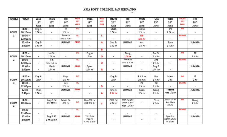 TERM III (2023-2024) Exam Timetable | PDF