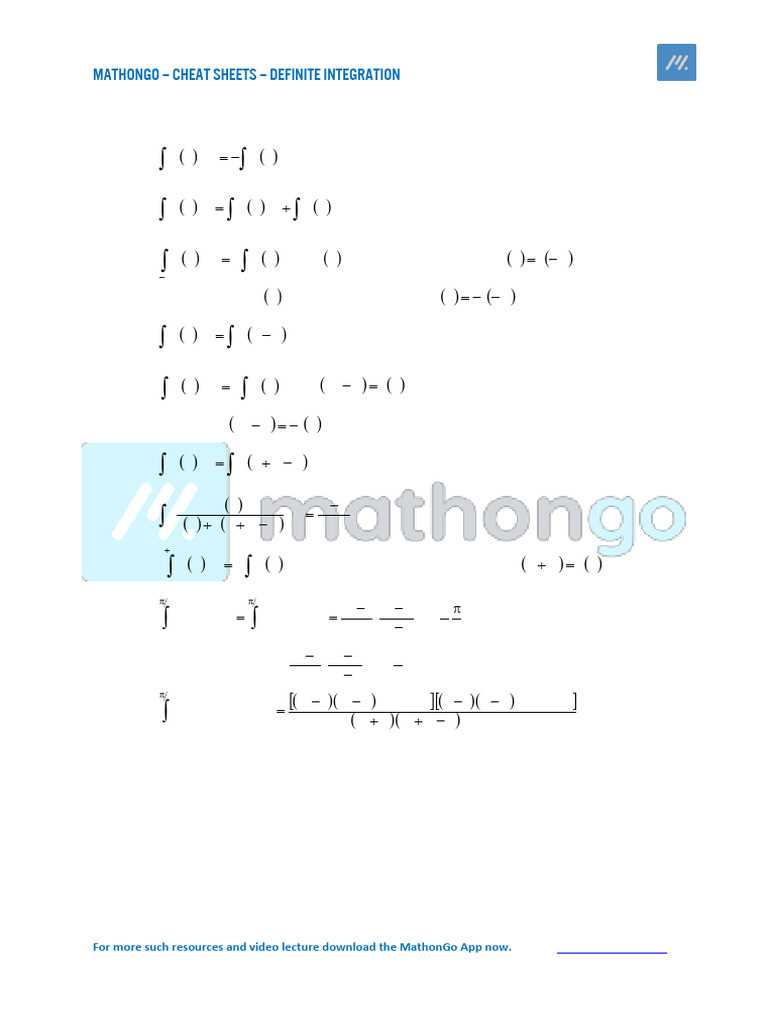 Fs Xii Definite Integrals | PDF