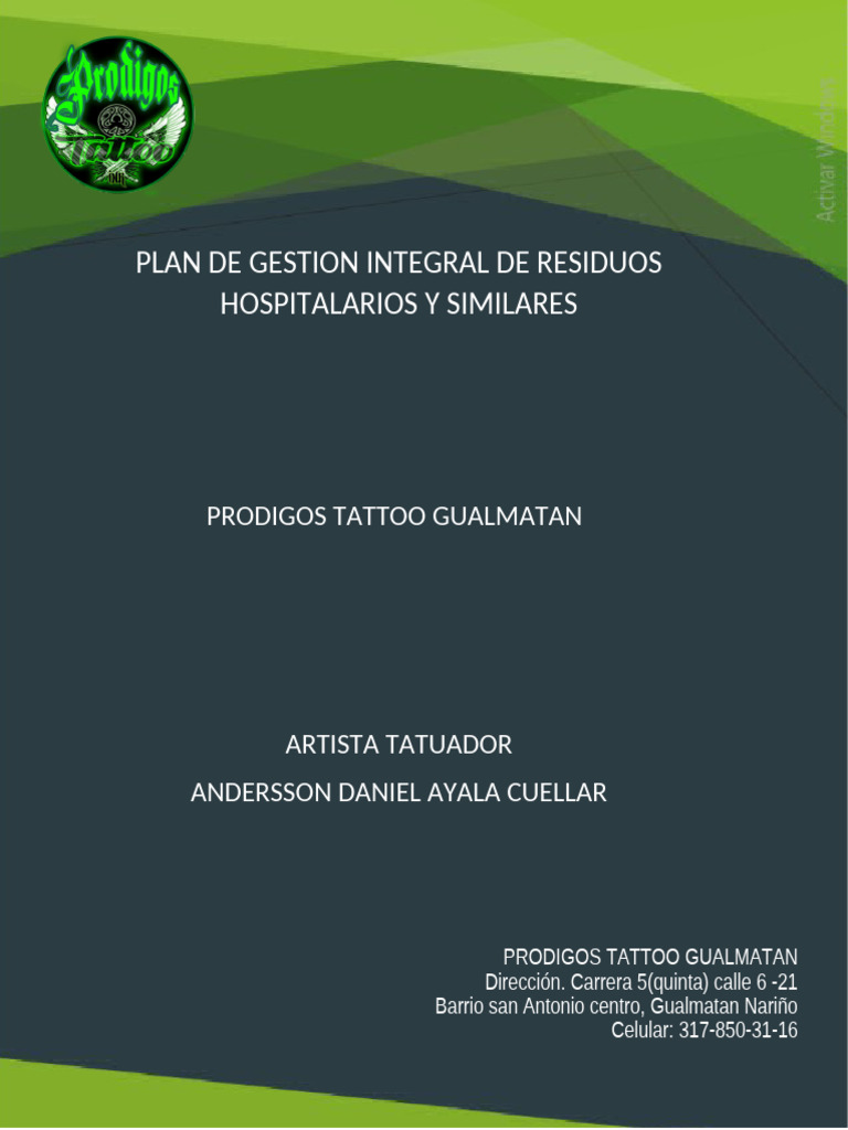 1daniel Ayala Plan de Gestion Integral de Residuos Hospitalarios y Similares | PDF