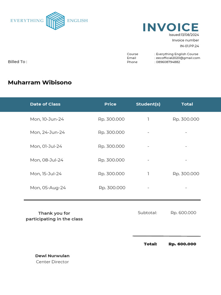Invoice Pak Panji & Rekan | PDF