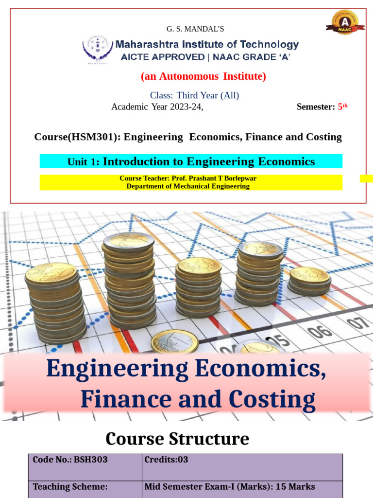Unit I - Engineering Economics Part-I | PDF