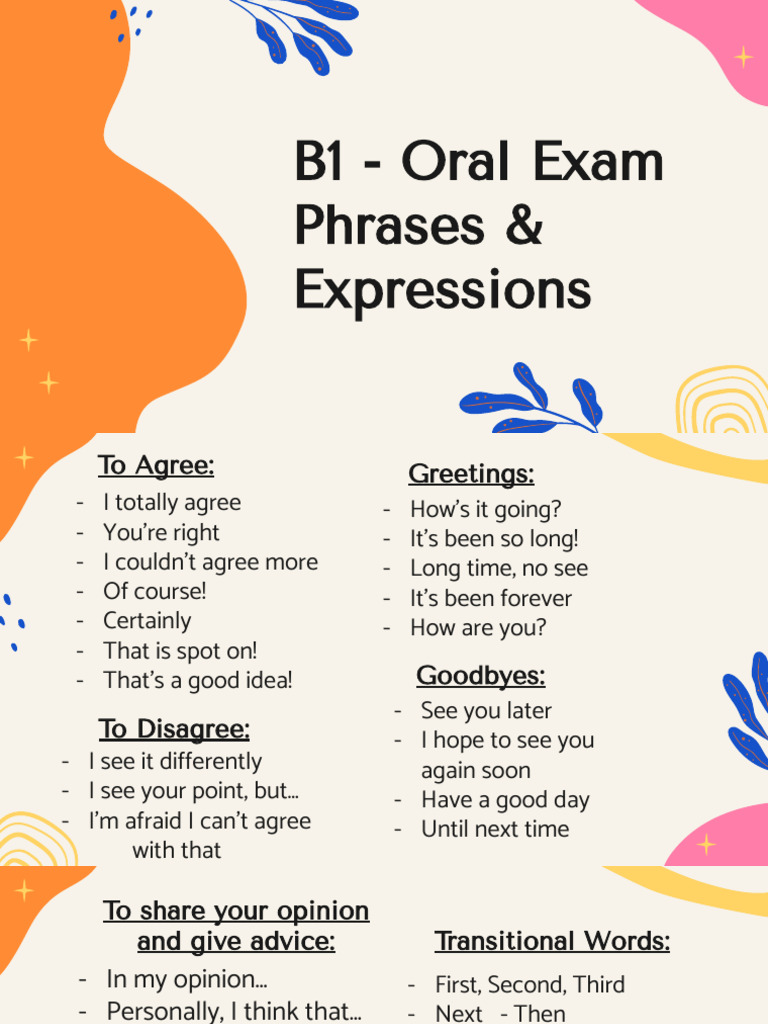 B1 - Oral Exam Phrases | PDF