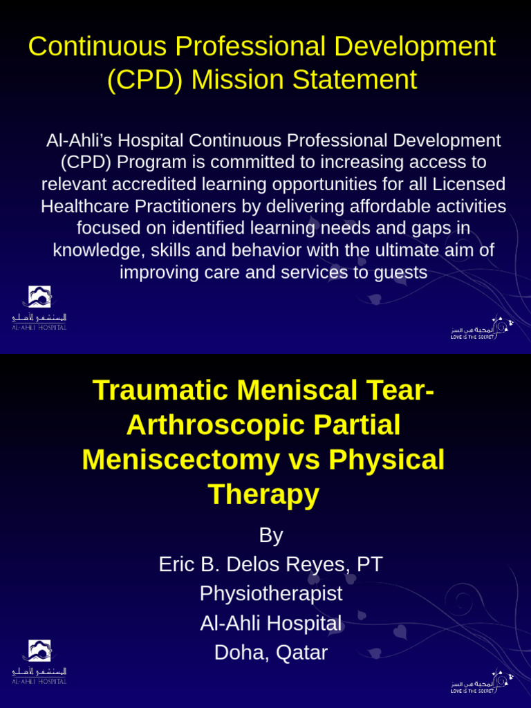 Traumatic Meniscal Tear-Arthroscopic Partial Meniscectomy Vs Physical ...
