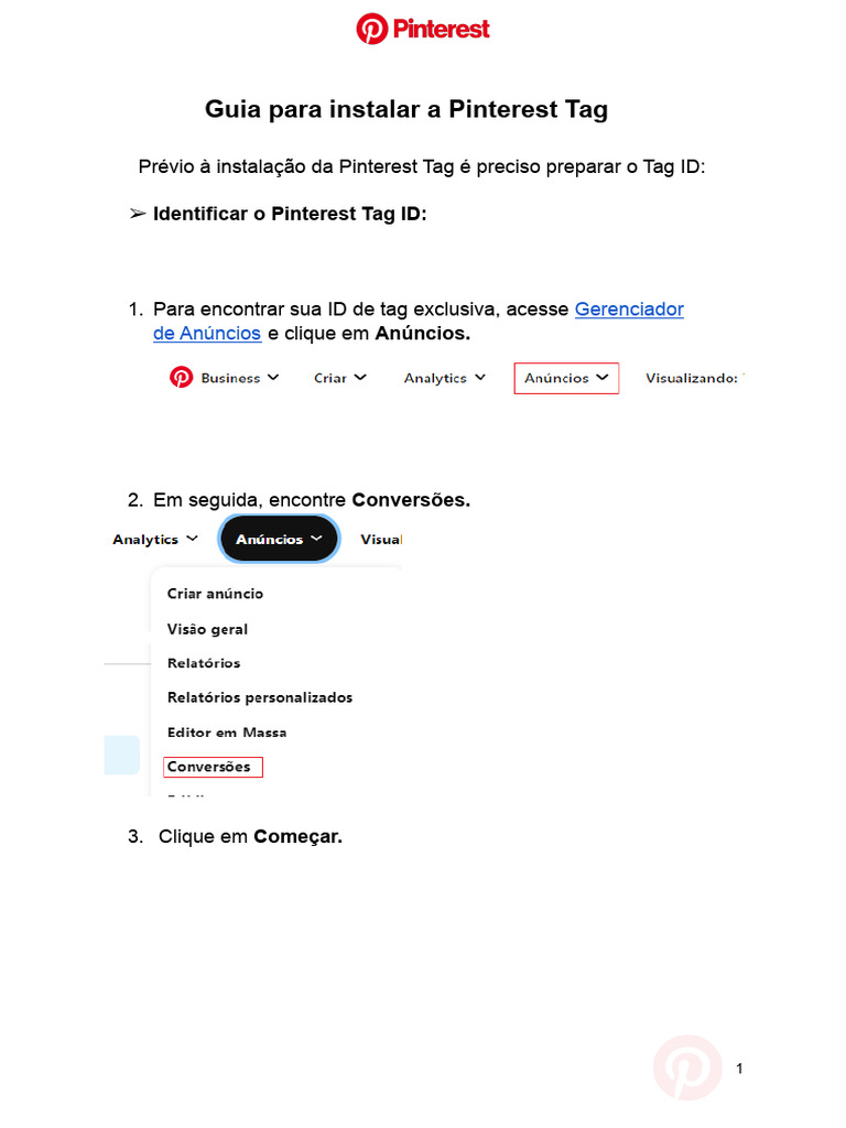 Guia para Implementar A Pinterest Tag (PT-GTM) | PDF